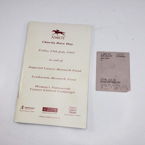 Other | Ascot Charity Race Day 1997 Catalog Ticket Racecard Horse ...
